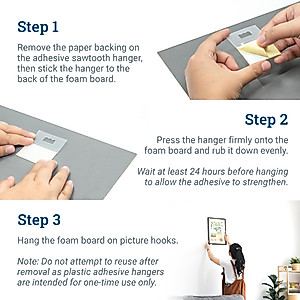 Picture Hangers Adhesive - 10 Pack - Plastic Sawtooth Adhesive Picture Hanger - Foamboard Hanger