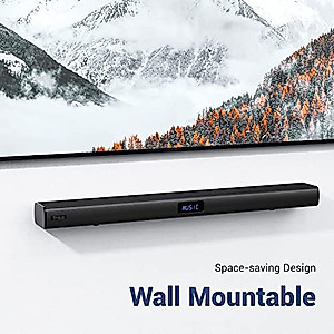 Tribit 38-inch 100W Soundbar for TV: 2.2ch with 6 Built-in Speakers, Bluetooth 5.0 or Optical/Aux/USB/HDMI Connection, 4 EQs, Home Theater System with Remote Control, Wall Mountable, LED Display