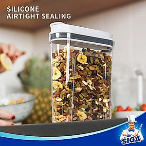 MR.SIGA 2 Pack Airtight Cereal Dispenser Set, Cereal Containers Storage Dispenser, BPA Free, 1.6 L / 1.69 qt, Large, White