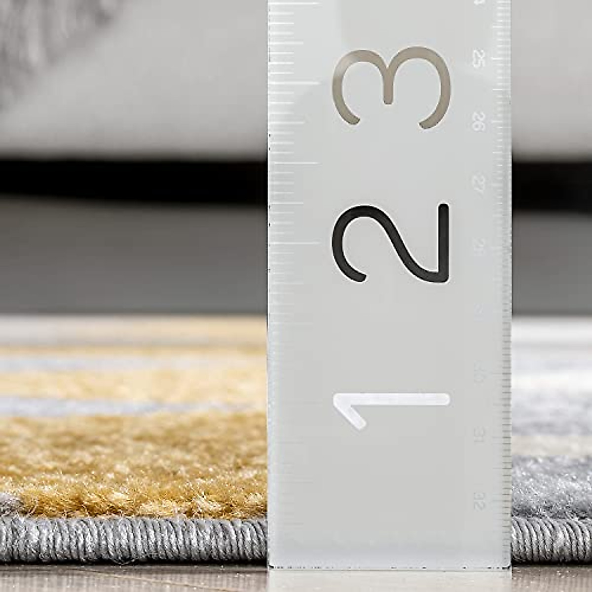 Well Woven Lincoln Modern Scandinavian Triangles Geometric Grey & Gold Area Rug 5x7 (5'3" x 7'3")