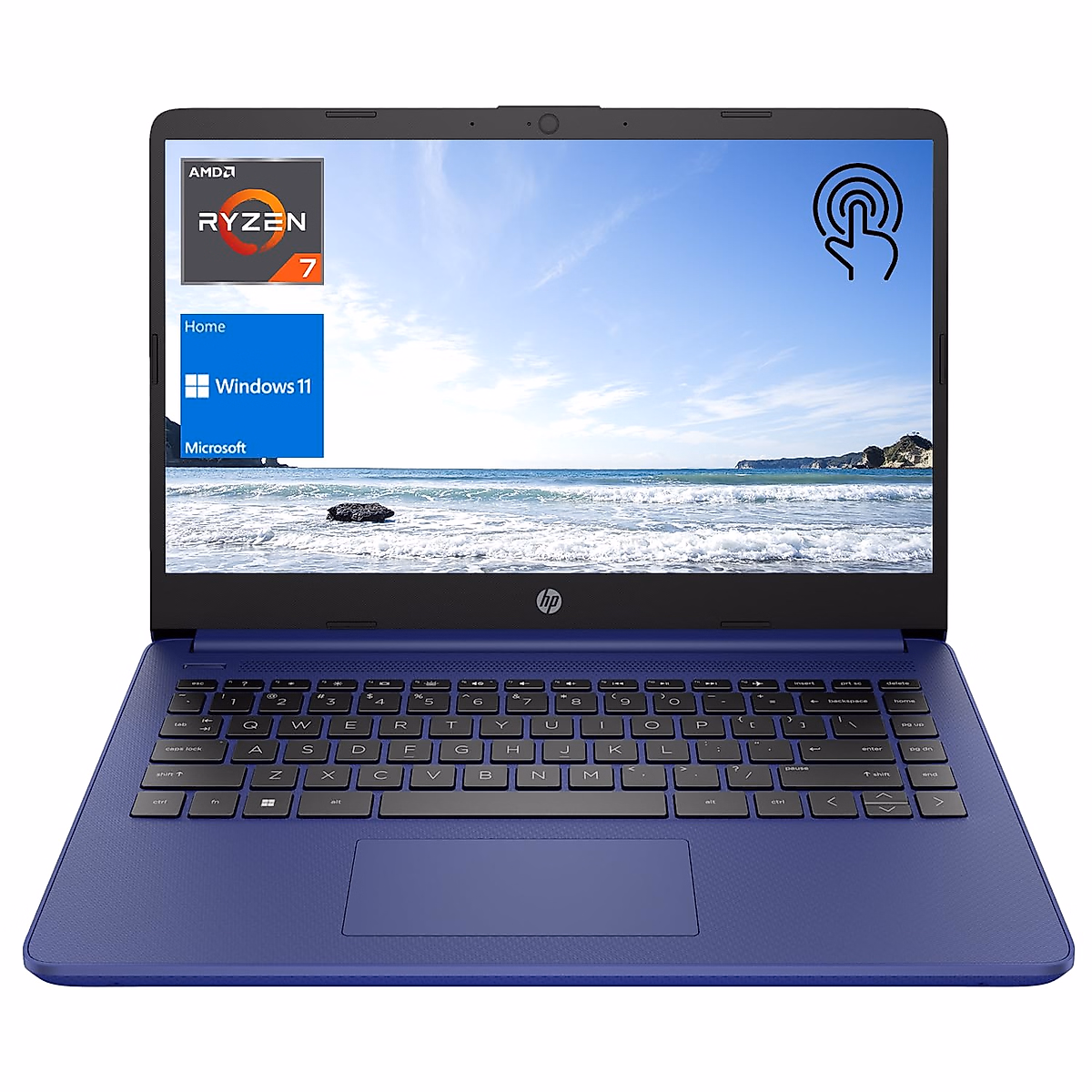 HP Essential Laptop, 14.0" HD Touchscreen, AMD Ryzen 7 5700U (Beats i7-1165G7), 40GB RAM, 2TB PCIe SSD, Webcam, SD Card Reader, Wi-Fi, Windows 11 Home, Blue