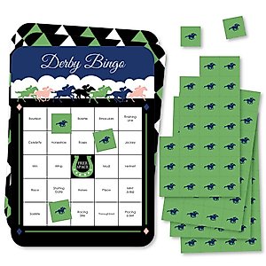 Big Dot of Happiness Kentucky Horse Derby - Bar Bingo Cards and Markers - Horse Race Party Bingo Game - Set of 18