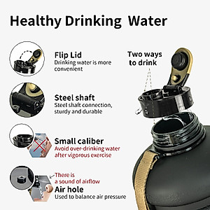 TOOFEEL 2 Liter Water Bottles - Half Gallon Water Bottle BPA Free - Ideal for Gym, Big Water Jug, Reusable Sports Bottle with Measurements Marked Drink Container (2.2L 74oz Matte Black Water Jugs)