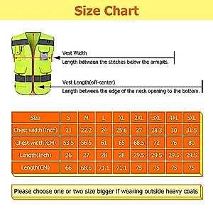 TCCFCCT High Visibility Vest 9 Pockets Reflective Safety Work Vest for Men Women, Hi Vis Construction Vest with Reflective Strips, Meets ANSI/ISEA Standards, (Yellow, Large)