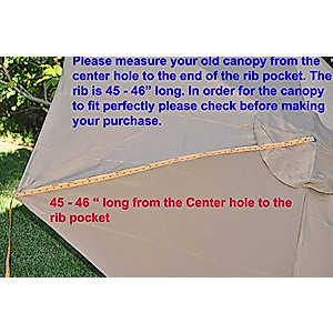 BELLRINO DECOR 7.5 ft 6 Ribs Replacement STRONG & THICK Patio Umbrella Canopy Cover (Canopy Only) - TAUPE