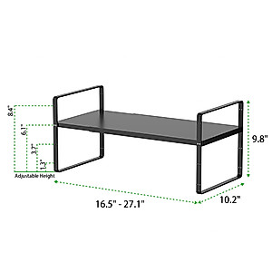 SOFRON Expandable Cabinet Storage Shelf Stackable Organizer Rack for Kitchen Bathroom Pantry Spice Cupboard Countertop Home Office Desk Heavy Duty Nonslip Black Large 1 PACK