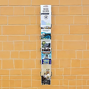 FixtureDisplays® Vertical Wall Mounting 6 Pockets 4 X 6" Greeting Card Post Card Rack 4.7 X 2.2 X 30.3" with Slight Pocket Overlap 11713-NPF-SL