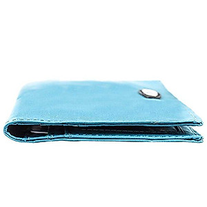 Big Skinny Women's Leather Executive Bi-Fold Checkbook Slim Wallet, Holds Up to 40 Cards,Lightweight, Slim, Ocean Blue