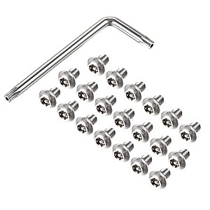 uxcell M8x10mm Torx Security Machine Screw, 20pcs Pan Head Screws Inside Column, with T40 L-Type Wrench, 304 Stainless Steel Fasteners Bolts