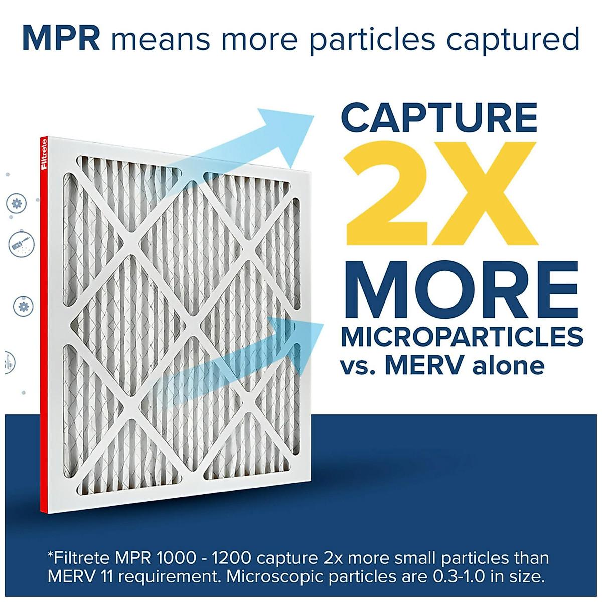Filtrete 16x25x1 AC Furnace Air Filter, MERV 11, MPR 1000, Micro Allergen Defense, 3-Month Pleated 1-Inch Electrostatic Air Cleaning Filter, 2 Pack (Actual Size 15.719 x 24.72 x 0.84 in)