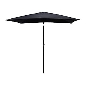 FLAME&SHADE 6.5 x 10 ft Rectangular Outdoor Market Patio Table Umbrella with Tilt, Black