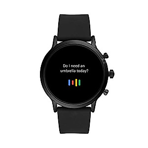 Fossil 44mm Gen 5 Carlyle Stainless and Silicone Touchscreen Smart Watch with Heart Rate, Color: Black (Model: FTW4025)