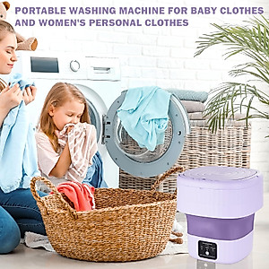 9L Portable Mini Washing Machine Small Portable Washer And Dryer Combo With Clip, Portable Washer Machine Foldable Design For Underwear, Baby Clothes, And Small Items, Ideal For Apartments (Purple)