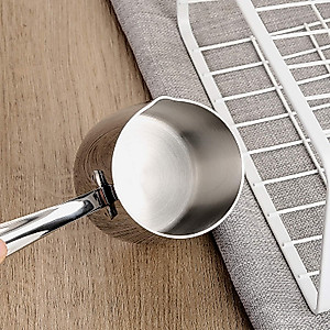 Milk Warmer Turkish Coffee Pot Butter Warmer Melting Pot 18/10 Stainless Steel Small Saucepan with Pour Spout Cookware 12 oz Capacity (370ML)