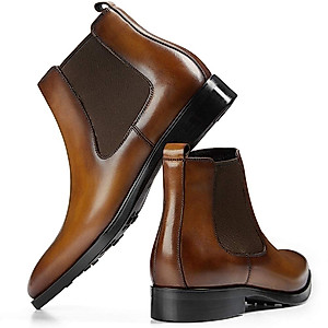GIFENNSE Mens Chelsea Boots Leather Dress Boots for Men