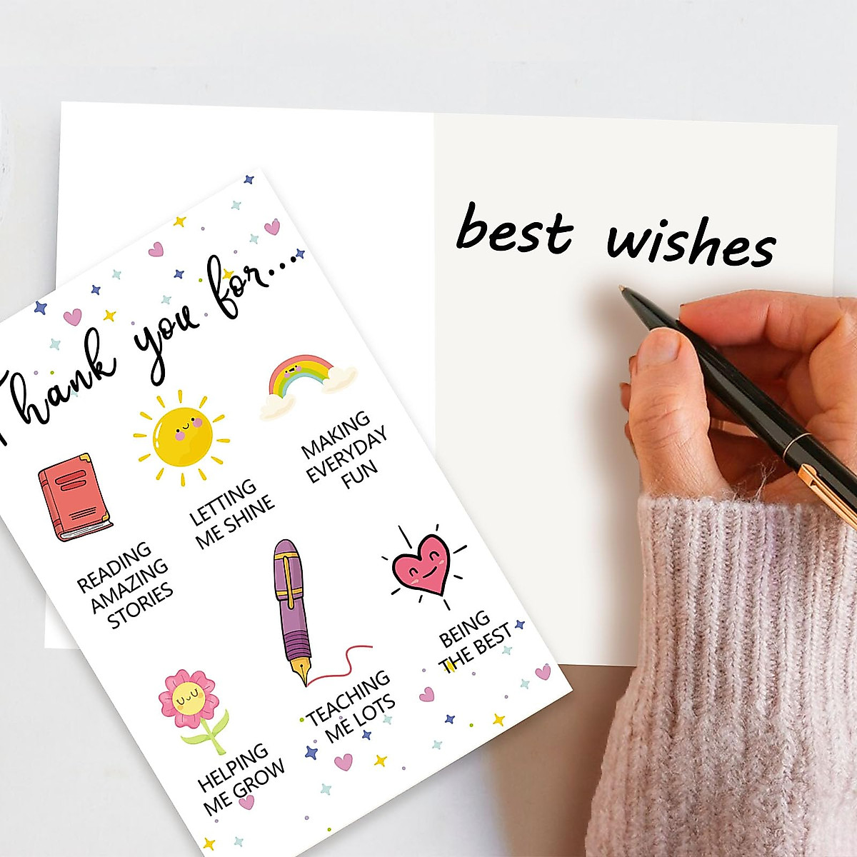 Zyulin Lovely Thank You Teacher Card, Great Teacher Appreciation Gifts Card from Students, Thank You for Helping Me Grow Card, End of Term Gift