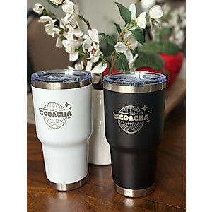 SCOACHA 30 oz Stainless Steel Double Wall Vacuum Insulated Travel Tumbler – Durable and Spill-Proof Lid – Perfect for On-the-Go, Work, and Outdoors. (White)