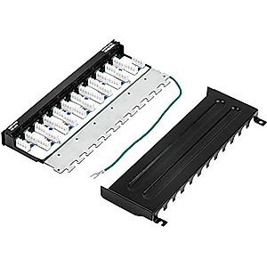 TRENDnet 12-Port Cat6A Shielded Patch Panel, 10G Ready, Cat5e,Cat6,Cat6A Compatible, Metal Housing, Color-Coded Labeling for T568A and T568B Wiring,Cable Management,Wall Mountable, Black,TC-P12C6AS