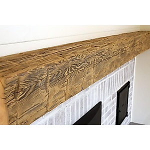 Modern Timber Craft Hand Hewn Wood Barn Beam Fireplace Mantel Shelf - Certified Reclaimed American Barnwood Floating Rustic Shelving, 66 Inches