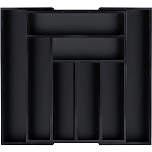 Utopia Kitchen Bamboo Cutlery & Knives Tool Tray - 8 Compartments - Expandable Organizer (Bulk Pack of 5)