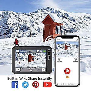 AKASO V50 Pro Native 4K30fps 20MP WiFi Action Camera with EIS Touch Screen 98 feet Waterproof Camera Support External Mic Remote Control with Helmet Accessories Kit