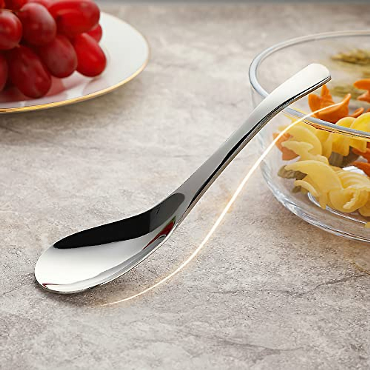 Soup Spoons, AOOSY 6 Pieces Stainless Steel Korean Spoons, Asian Soup Spoons, 6.3 inches Heavy Duty Asian Thick Short Handle Ramen Spoons for Soup Cereals, Chinese Spoon
