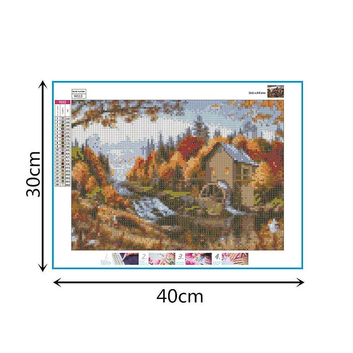 DIY 5D Diamond Painting Full Dril, Xizhendai 5D DIY Embroidery Cross Stitch Paintings Full Round Drill Rhinestone Painting Artwork Home Living Room Bedroom Wall Decor (Farmhouse, 30x40cm)