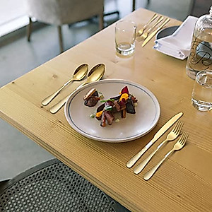 CREATIVE HOBBIES 20-Piece Silverware Set For 5,Checkered Pattern Mirror Finish Smooth Stainless Steel Fork Spoon Set Silverware Flatware Cutlery Set Include Knife/Fork/Spoon,D