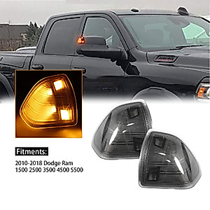 YMHHefy LED Side Mirror Turn Signal Light Left Driver Right Passenger Lamps Smoked Cover Lens Compatible for Dodge Ram 1500 2500 3500 4500 5500 2010-2018 2Pcs 68302828AA 68302829AA