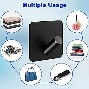 Visen 9 Pack Adhesive Hooks,Bath Towel Hooks Brushed Nickel,Adhesive Wall Hooks Waterproof Stainless Steel Hooks,Heavy Duty Coat Hooks Towel Hooks Stick on Bathroom or Kitchen