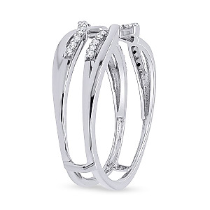 SAVEARTH DIAMONDS Round Cut Lab Created Moissanite Diamond Infinity Twisted Enhancer Guard Ring in 14K White Gold Plated 925 Sterling Silver Jewelry (G-H Color, 0.50 Cttw) Size -10