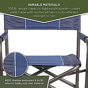TIMBER RIDGE Heavy Duty Collapsible Camping Adults Foldable Portable Lounge Chair for Outdoor, Lawn, Picnic, Fishing, Supports 300 lbs, Blue