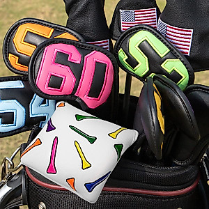Colorful Tee Golf Mallet Putter Head Cover Magnetic Mallet Club Headcover fits for Taylormade, Scottty Cameron Mallet Putters