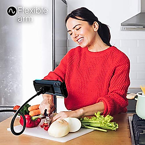 TALK WORKS Gooseneck Clip Mount Compatible w/iPhone 13/13 Pro/13 Pro Max/14/14 Plus/14 Pro/14 Pro Max, Apple, Android, Samsung - Flexible Cell Phone Holder Tabletop Stand (Black)