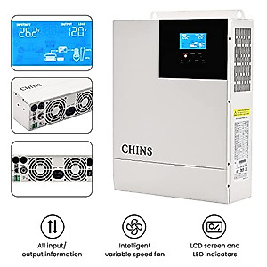 24V 3000W Inverter, Including Solar Controller, Pure Sine Maximum Off-Grid Smart Integrated Machine, Suitable for 24V Lead-Acid/Lithium Battery