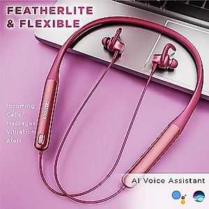 GIZMORE Giz Mn227 Bang Bluetooth Wireless 5.2 in Ear Neckband, Up to 40 Hrs Playtime, Dual Pairing, Touch Controls, Magnetic Smart Buds, Fast Caharge Neckband (Pink)