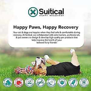 Recovery Suit for Dogs - Dog Surgery Recovery Suit with Clip-Up System - Breathable Fabric for Spay, Neuter, Skin Conditions, Incontinence - 55-69 cm Neck to Tail - Medium Dog Suit by Suitical, Black