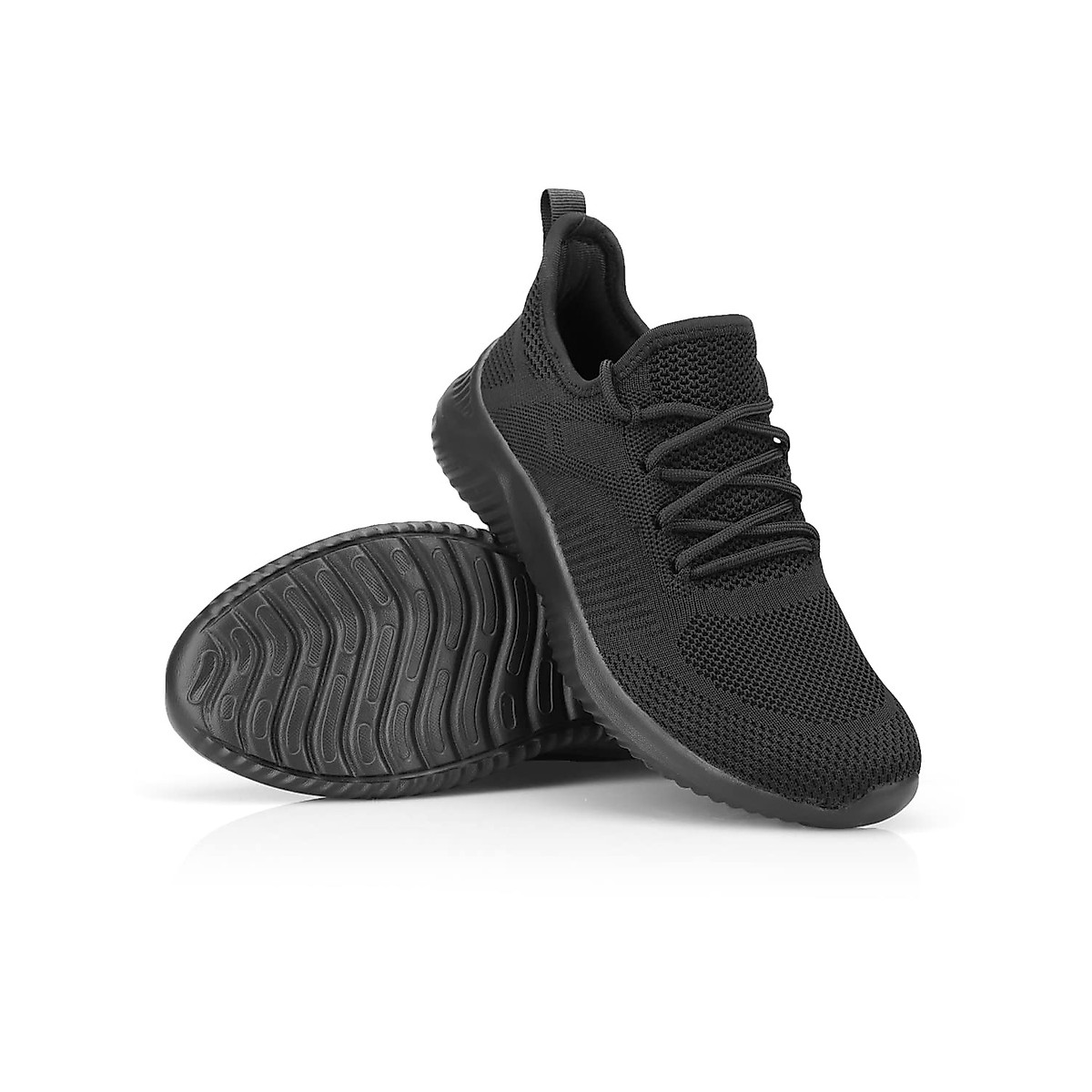 Slip On Sneakers for Women-Fashion Sneakers Walking Shoes Non Slip Lightweight Breathable Mesh Running Shoes Comfortable All Black 8.5