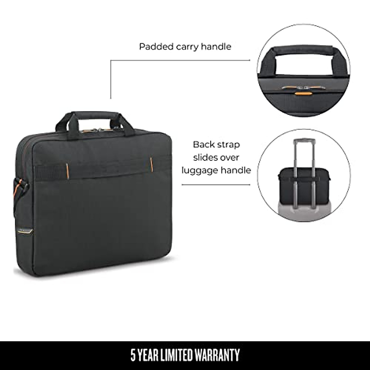 Solo New York Ace Slim Brief 15.6 Inch Laptop Briefcase, Black