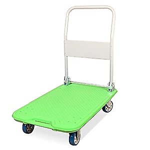 Generic Hand Truck Foldable Platform Truck Plastic Deck Metal Handle Folding Push Cart for Moving Silent Wheels Trolley Fit Outdoor Indoor Transport Folding C, White