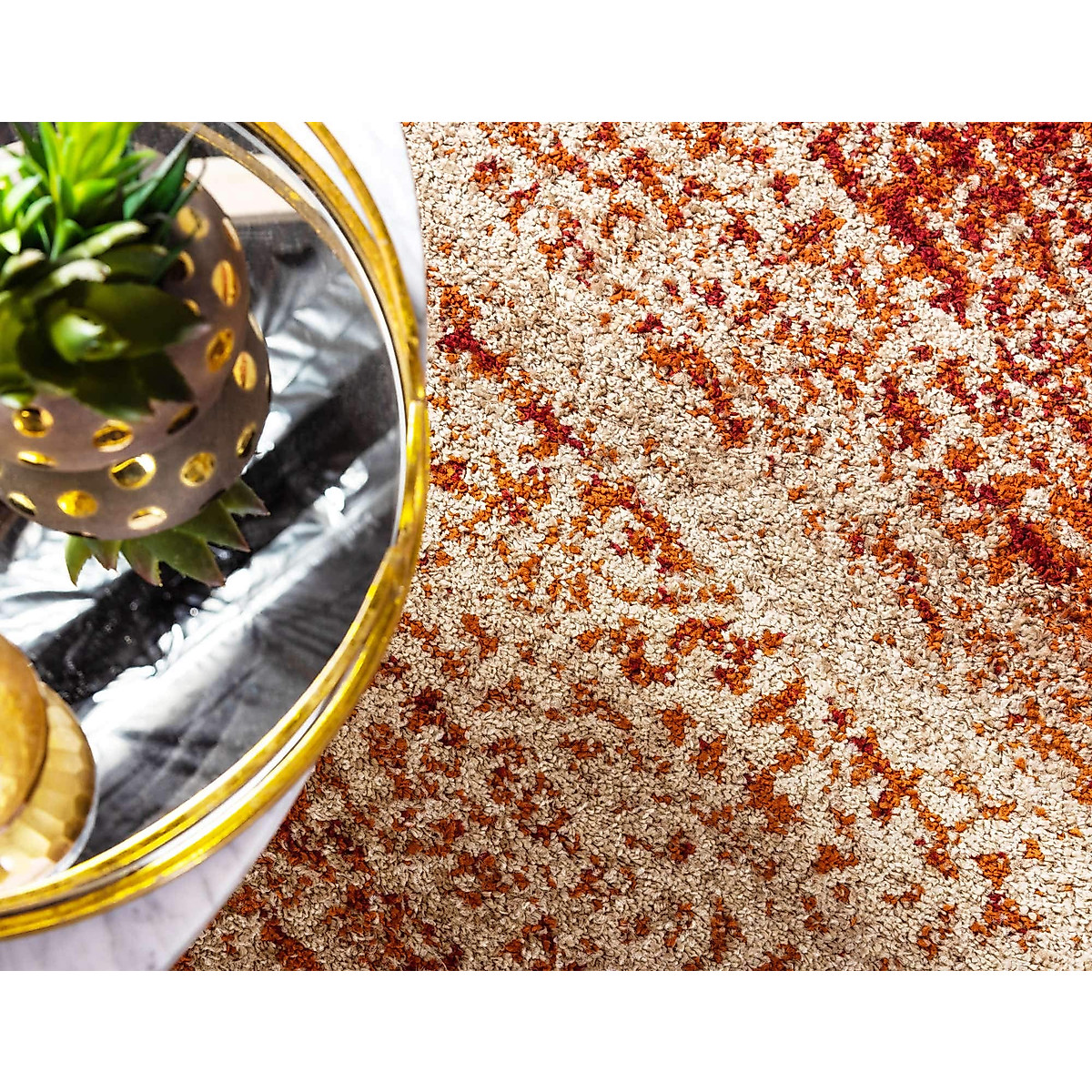 Unique Loom Autumn Collection Modern Contemporary Casual Abstract Area Rug (Terracotta/ Beige Rustic, 2 x 3 ft Rectangular)