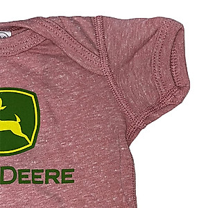 John Deere Baby Girl Short Sleeve Bodysuit with Large Logo-Mauvelous-06M