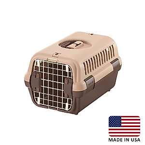 Richell Pet Travel Carrier Size Small in Brown, Travel Carrier or Crate for Dogs & Cats up to 11 lbs.