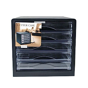 Flat File Cabinet, 5-Layer Plastic Locker, Data Drawer File Cabinet for Home Office Color: Black