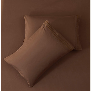 SONORO KATE Bed Sheet Set Super Soft Microfiber 1800 Thread Count Luxury Egyptian Sheets 18-Inch Deep Pocket Wrinkle-4 Piece(Full XL Brown)