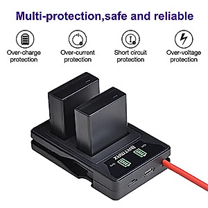 Batmax 2pcs DMW-BLE9 DMW-BLG10 Battery + LED Built-in USB Dual Charger for Panasonic DMW-BLG10E; Lumix DC-ZS70, DMC-GX80, DMC-GX85, DMC-ZS60, DMC-ZS100, DMC-GF6, DMC-GX7K, DMC-LX100K Digital Camera