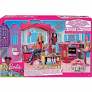 Barbie Doll House, Glam Getaway Portable House Playset with Carry Handle & 20+ Accessories Including Furniture & Décor