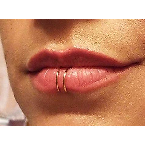 Briana Williams Ring Hoop Fake Nose Rings for Women Double Fake Nose Ring Faux Non-Pierced Clip On Nose Lip Ear Hoop Rings Non Piercing Body Jewelry