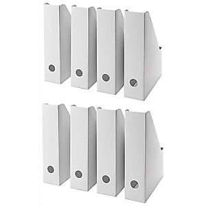 Shop&Save White Cardboard Magazine Holder File Holder,Magazine Organizer,Document Organizer,Magazine Storage Box (5 Pack)