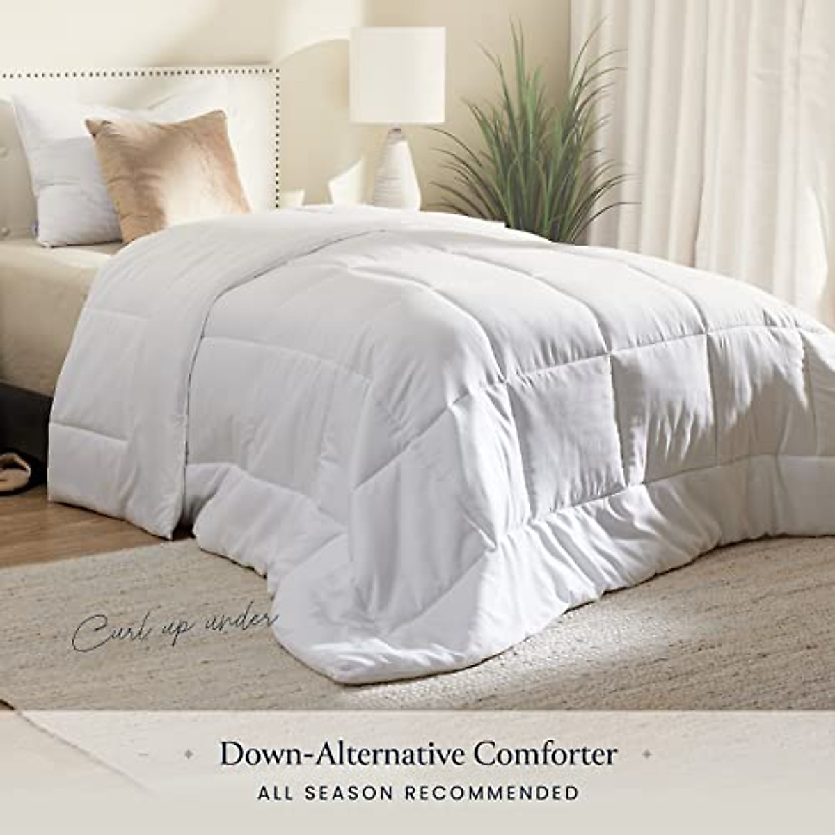 BELADOR White Comforter Duvet Insert Full Size Bed Comforter- All-Season Down Alternative Comforters, Mid-Plush Lightweight Comforter, Box Quilted Siliconized Fiberfill Oeko-Tex Hotel Comforter